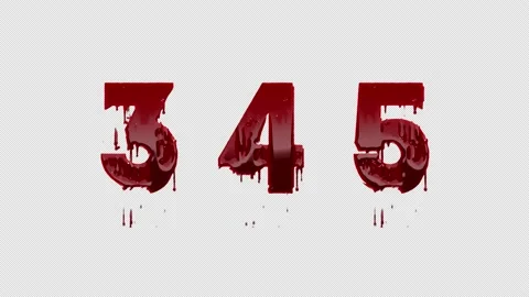 Blood Numbers 3, 4, 5 Animation Text, Al... | Stock Video | Pond5