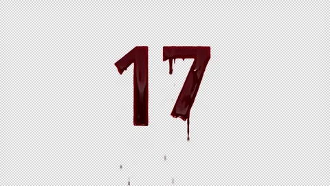Bloody number 17 with alpha channel, num... | Stock Video | Pond5