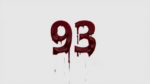 Bloody number 93 with alpha channel, num... | Stock Video | Pond5