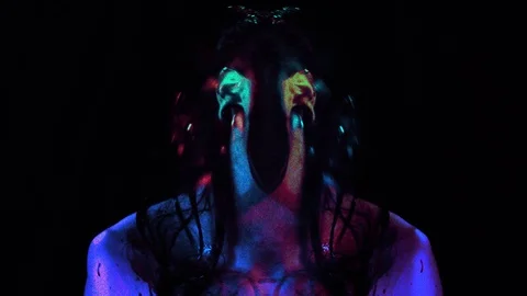 Bloody person in pain, double imaged eff... | Stock Video | Pond5