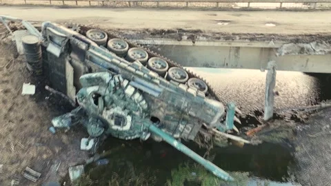 Blown up tank. Exploded tank. Destroyed ... | Stock Video | Pond5