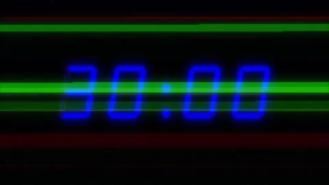 Blue 30 second digital clock countdown w... | Stock Video | Pond5