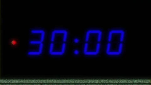 Blue 30 second digital clock countdown w... | Stock Video | Pond5