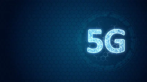 Blue 5G logo with circle rotation on hex... | Stock Video | Pond5