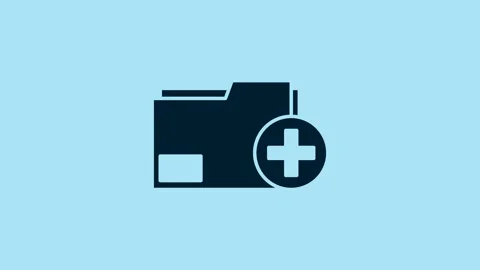 Blue Add new folder icon isolated on blu... | Stock Video | Pond5