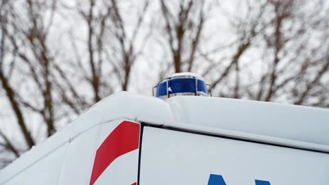 Blue ambulance warning lights, sirens, a... | Stock Video | Pond5