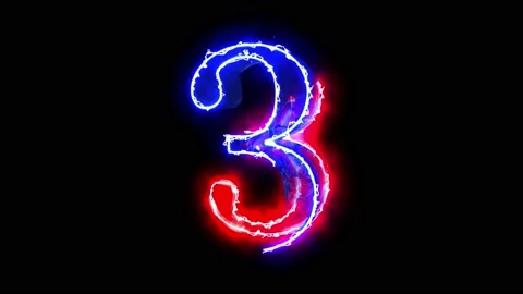 Blue and Red energy digit 3. Hot number ... | Stock Video | Pond5