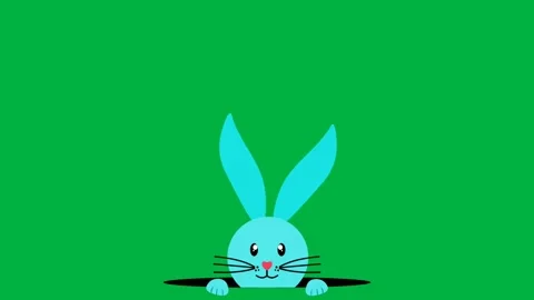 Blue animated bunny looking from hole on... | Stock Video | Pond5