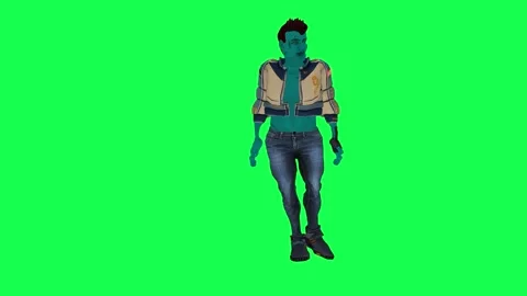Blue animated man walking down the stree... | Stock Video | Pond5