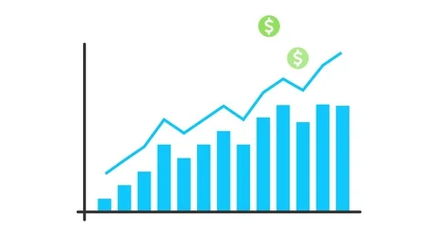 Blue bar chart animation with inflation ... | Stock Video | Pond5