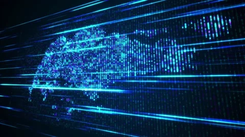 Blue Binary Digital Mosaic Grid Map Of S... | Stock Video | Pond5