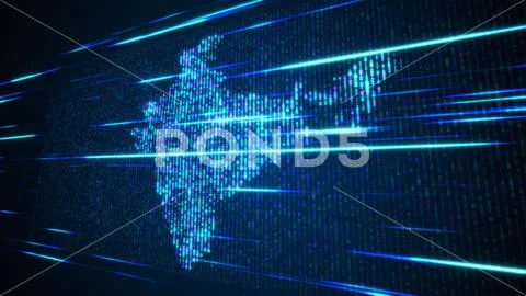 Blue Binary Digital Number Mosaic Grid Map Of India Perspective Light ...