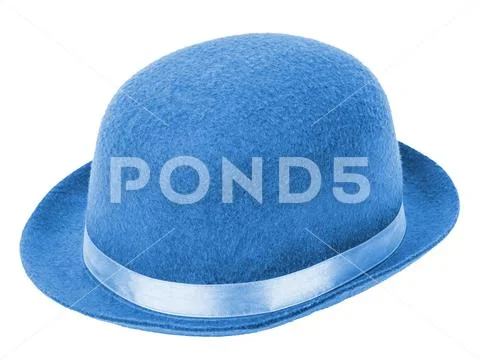 Blue bowler hat isolated on a white transparent background Stock Image ...