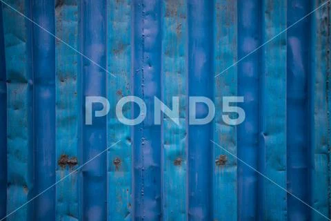 Photograph: Blue cargo ship container texture close up without labels ...