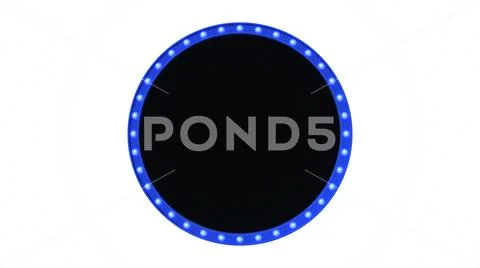 Blue circle marquee light board sign retro on white background. 3d rendering: Graphic #91199753