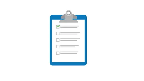 Blue clipboard checklist 2d animation wh... | Stock Video | Pond5