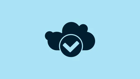 Blue Cloud with check mark icon isolated... | Stock Video | Pond5