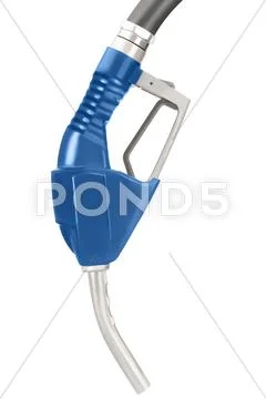 Blue color gun from the fuel pump isolated on white ~ Hi Res #33461333