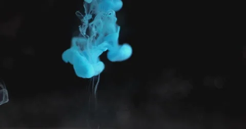 Blue color ink drop in water. Slow Movem... | Stock Video | Pond5