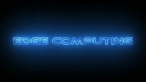 Blue color neon glowing Edge Computing t... | Stock Video | Pond5