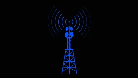 Blue color network tower animated on bla... | Stock Video | Pond5