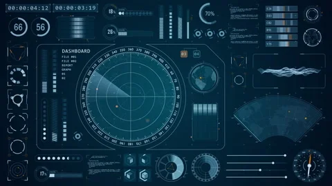 Blue color sonar radar screen searching ... | Stock Video | Pond5