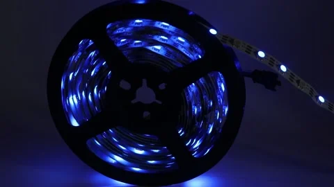 Blue color strip of led light in a spool... | Stock Video | Pond5