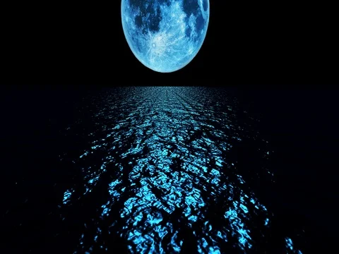 Blue Moon Over Ocean Stock Video Footage | Royalty Free Blue Moon Over ...