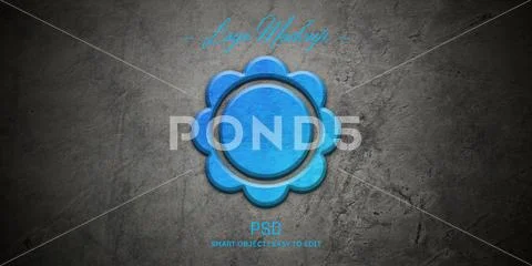 Blue cool logo mockup ~ PSD Photoshop Template #170401998