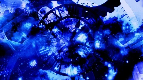Blue cosmic clock looping abstract backg... | Stock Video | Pond5