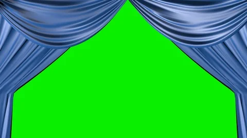 Blue Curtain opening with green screen b... | Stock Video | Pond5