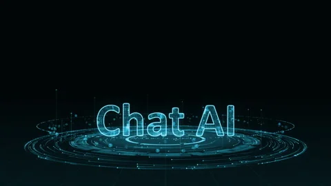 Blue digital chat AI logo with particle ... | Stock Video | Pond5