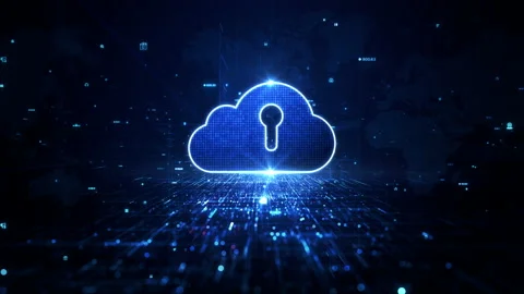 Blue Digital Cloud Computing Cyber Secur... | Stock Video | Pond5