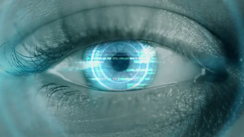 Blue digital eye with binary code. Futur... | Stock Video | Pond5