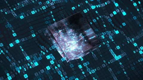 Blue digital hex code seamless loop 3D r... | Stock Video | Pond5