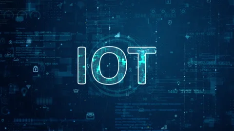 Blue digital IOT letter logo and futuris... | Stock Video | Pond5