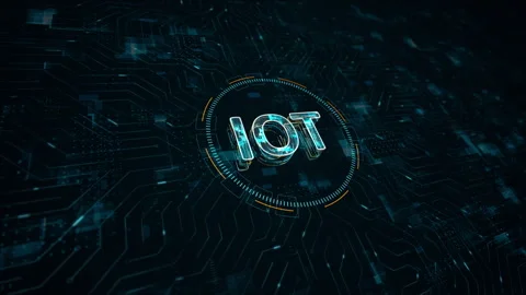 Blue digital IOT logo internet of things... | Stock Video | Pond5