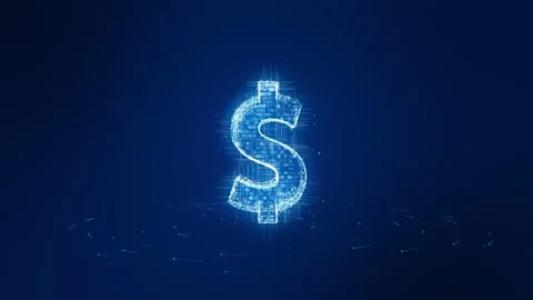 Blue digital money logo with futuristic ... | Stock Video | Pond5
