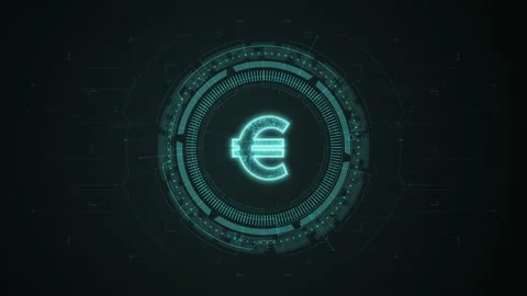Blue digital money logo with HUD UI circ... | Stock Video | Pond5
