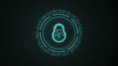 Blue digital security key logo with rota... | Stock Video | Pond5