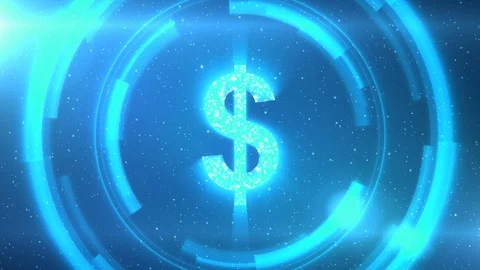 Blue dollar currency symbol on space bac... | Stock Video | Pond5