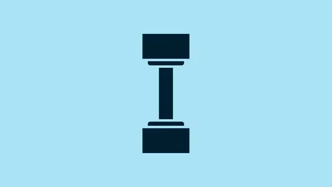Blue Dumbbell icon isolated on blue back... | Stock Video | Pond5