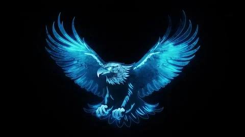 Blue Eagle Animated Neon Logo - Loop - O... | Stock Video | Pond5