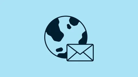 Blue Earth globe with mail and e-mail ic... | Stock Video | Pond5