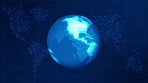 Blue earth sphere on futuristic earth ma... | Stock Video | Pond5