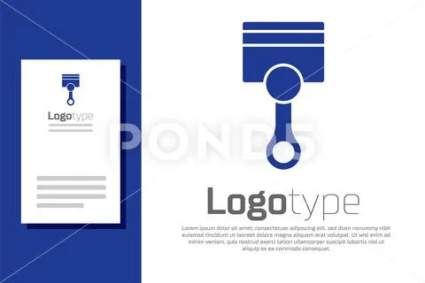 Blue Engine piston icon isolated on white background. Car engine piston ...