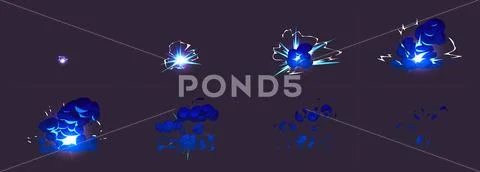 Blue explosion animation sprite sheet: Graphic #256195697