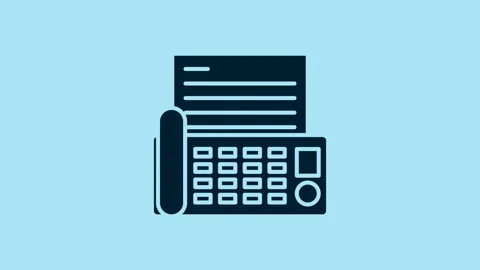 Blue Fax machine icon isolated on blue b... | Stock Video | Pond5
