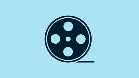 Blue Film reel icon isolated on blue bac... | Stock Video | Pond5