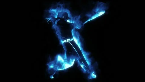 Blue Fire Baseball Player Logo Looping A... | Stock Video | Pond5